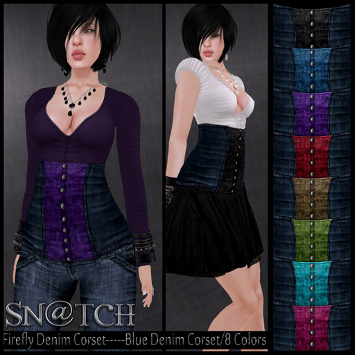Second Life Marketplace Sntch Firefly Denim Corsets